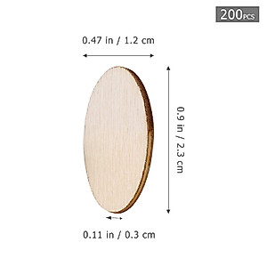 NUOBESTY 200pcs Unfinished Wood Oval Slices Natural Rustic Wooden Cutout Oval Wood Pieces Tag for DIY Craft Wedding Centerpiece Christmas