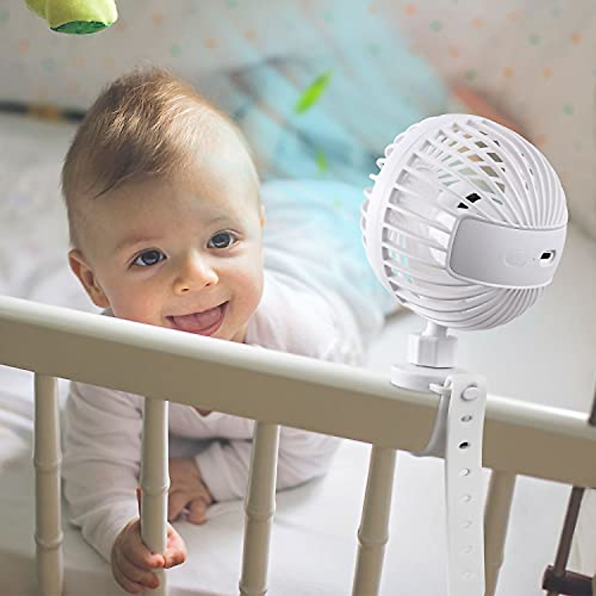 INNOLV Stroller Fan Clip on for Baby, Battery Operated Fans Portable Mini Handheld with Battery Powered and Flexible Silicon Strap,3 Speeds Personal Fan for Car Seat,Bike/Camping(White)