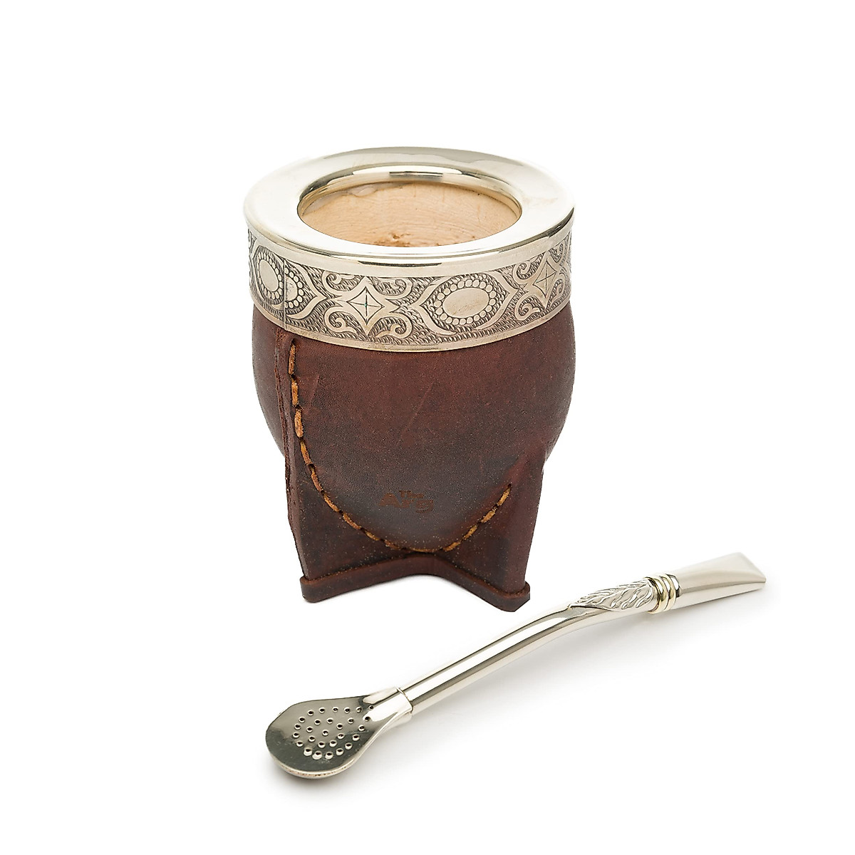 THEARG | Yerba Mate Gourd Set with Stainless Steel Straw | Handmade Leather Yerba Mate Cup and Bombilla Set from Argentina - Beach Essentials - Idea for Gifts