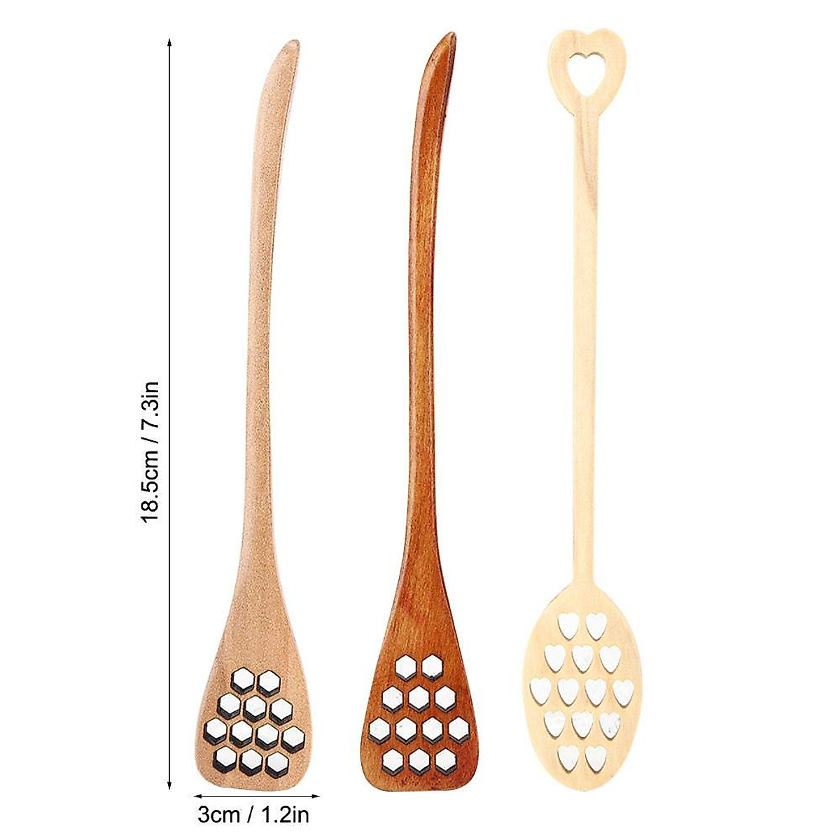 3Pcs Bionic Wood Honey Dipper 7" Mixing Spoon Sets with Long Handle Reusable Drinks Stirring Rod for Coffee Milk and Tea