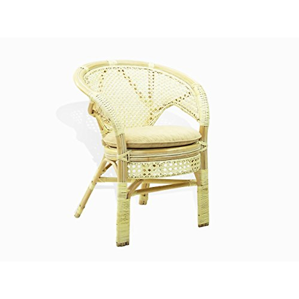 Wickerix Pelangi Handmade Rattan Dining Wicker Chair W/Cushion, White Wash