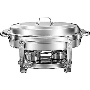 Oval Chafing Dish Set, Stainless Steel Food Warmer for Caterings Banquet Parties, Buffet Server Warming Tray with Water Pans and Fuel Holders