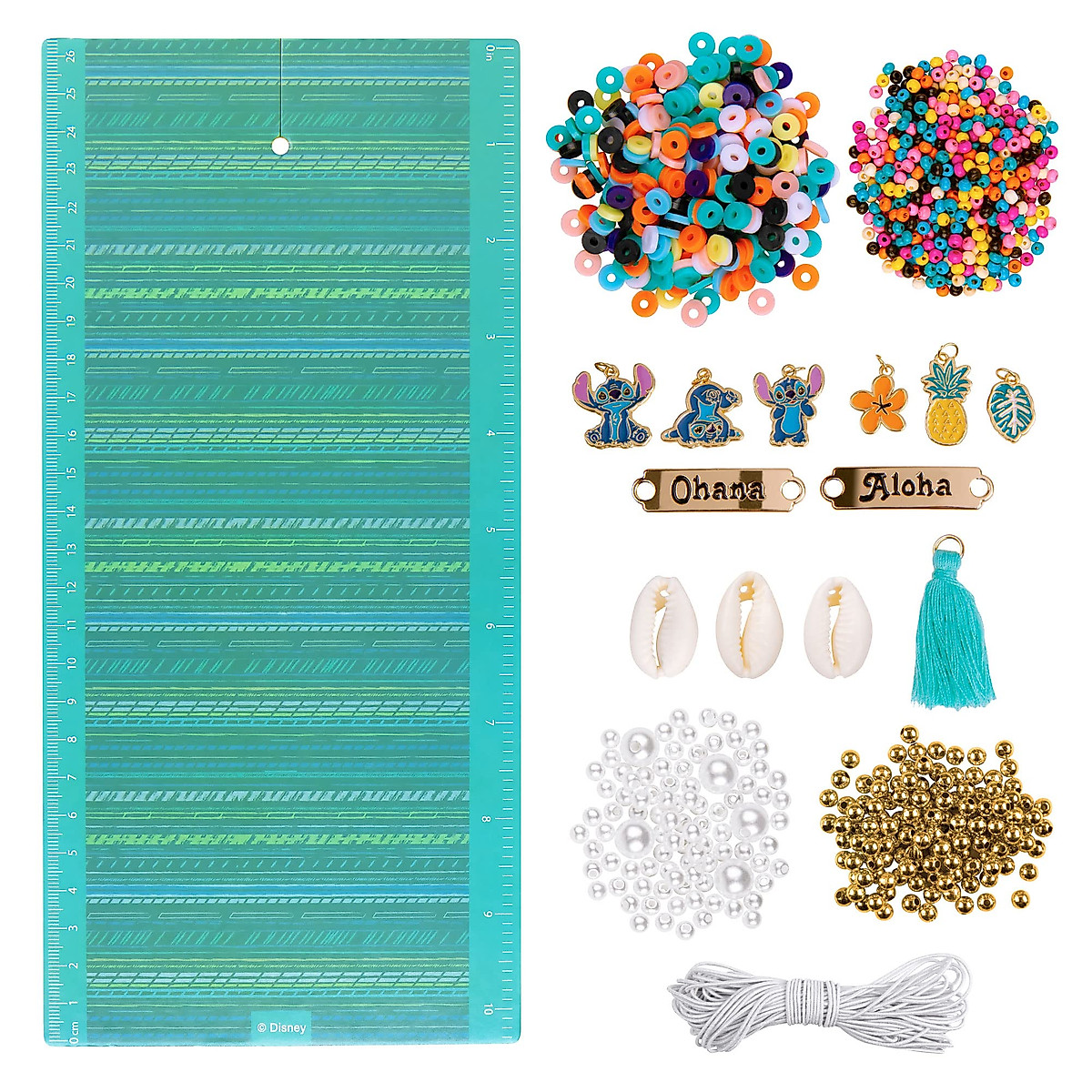 Fashion Angels Disney Stitch DIY Bracelet Making Kit, Includes 1,000+ Shell Beads, Tassels, & More, Lilo & Stitch Collectable Jewelry for Kids, Teen Girls & Boys