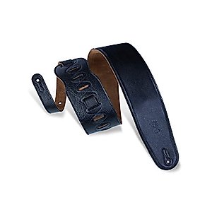 Levy's Leathers 3.5" Extra Long and Padded Garment Leather Guitar Strap with Genuine Suede Backing; Adjustable from 36" - 64" | Black (M4GF-XL-BLK)