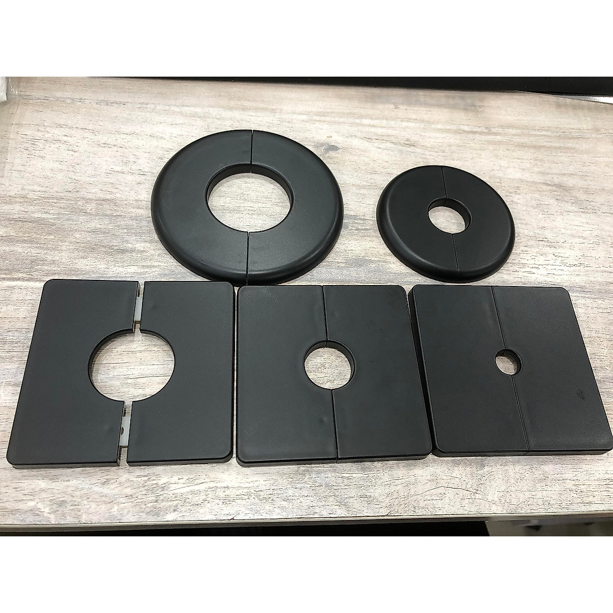 Tsnamay 4 Pcs Wall Split Flange, ABS Square Self-Adhesive Escutcheon Plate Buckles Design for 1.3"/33mm Diameter Pipe