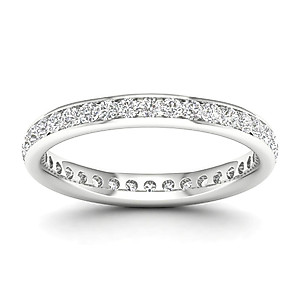 IGI Certified 14k White Gold 1/2CT TDW All-Around Diamond Stackable Eternity Wedding Band by Diamond Hub Love Gift for Women(H-I,I2)