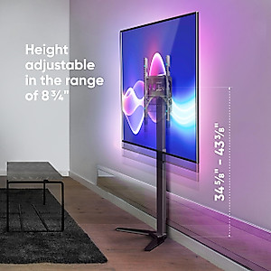 ONKRON Swivel Floor TV Stand Tempered Glass for 30" - 60" TV & Screen, Minimalist TV Stand Floor Standing up to 90 lbs, Bedroom TV Stand Adjustable Height Max VESA 400x400/TV Stand (26-65" / 77 lbs)