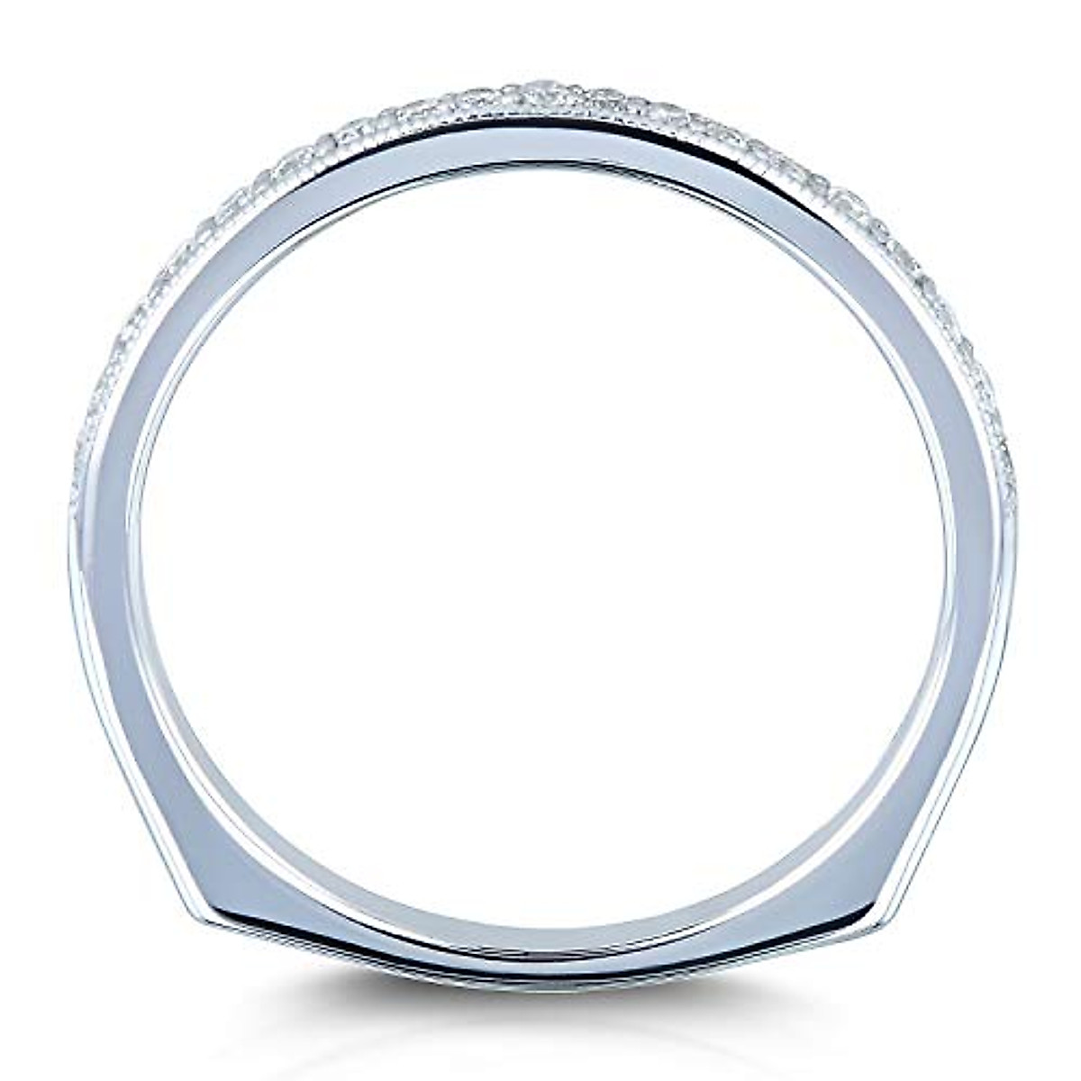 Kobelli Diamond Pave-set Milgrain Square Shank Wedding Band 1/5 CTW 14k White Gold, 9.5