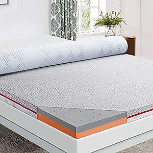 Maxzzz Mattress Topper Queen, 3 Inch Bamboo Charcoal Memory Foam Mattress Topper & Copper Foam Bed Topper Dual Side Use, Removable Soft Cover with Ventilated Design CertiPUR-US Certified(60x80Inch)