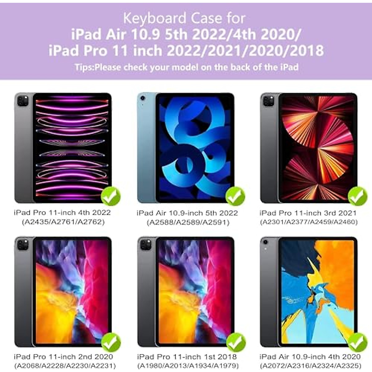 Keyboard Case for iPad Pro 11 inch， Case with Keyboard for iPad Air 5th 4th Generation - Touch Trackpad -10 Color Backlight -360° Protective with Pencil Holder for iPad Pro 11 inch 3rd /2nd/1st Gen