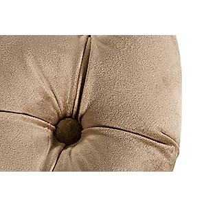 Limari Home Alban Collection Glam Style Living Room Velvet Fabric Upholstered Diamond Button Tufted Sofa With Gold Stainless Steel Accents, Beige