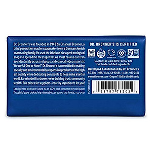 Dr. Bronner's - Pure-Castile Bar Soap (Peppermint, 5 ounce, 8-Pack) - Made with Organic Oils, For Face, Body and Hair, Gentle and Moisturizing, Biodegradable, Vegan, Cruelty-free, Non-GMO