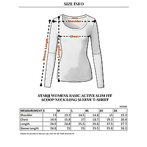 STARJJ Womens Basic Active Slim Fit Scoop Neck Long Sleeve T-Shirt Top (S-2XL) PURPLE L