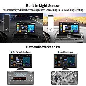 ATOTO P8 Portable 7'' QLED Display Car Radio, with HD 1080P Rear DVR Cam, On-Dash Camera Input, Wireless Carplay & Wireless Android Auto, Remote Control, WDR & Auto Dimmer, AUX/FM Output, P807SD-RC
