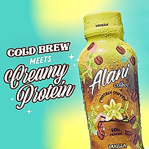 Alani Nu Protein Coffee VANILLA | Ready To Drink Cold Brew with 10g of Protein | 100mg Caffeine | 90 Calories, Naturally Flavored | 12 Fl Oz Bottles | 12 Pack