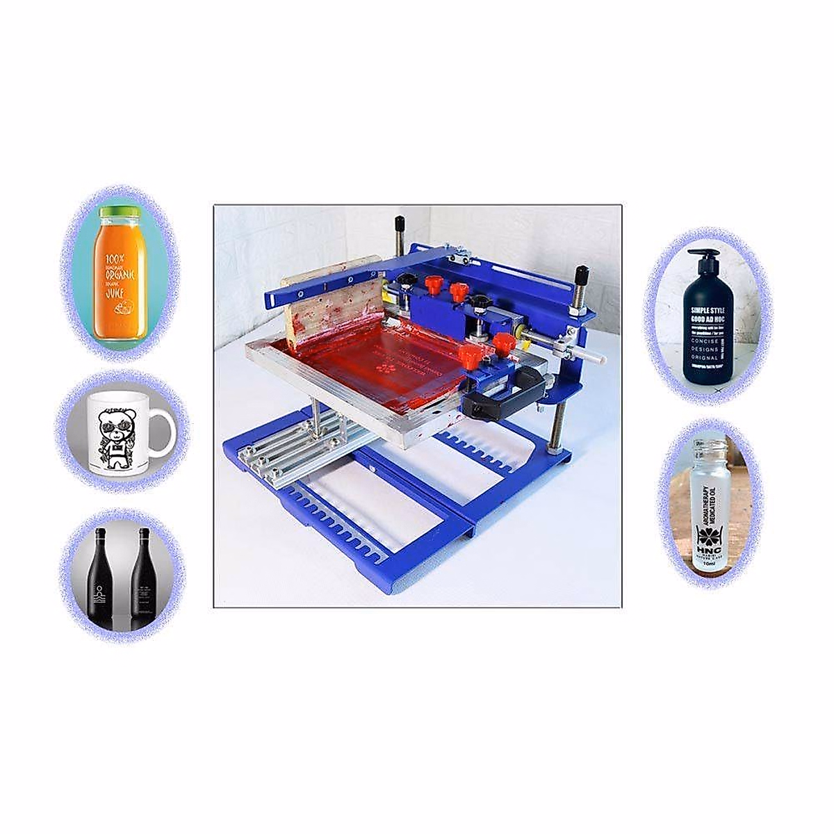 7.9" x 5.9" 20×15cm Manual Cylinder Curved Screen Printing Press for Pen Cup Mug Bottle (Diameter:6.7")