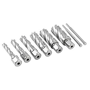 Accusize Industrial Tools Hss Annular Cutter Set, 2'' Cutting Depth, 7/16'' to 1-1/16'' Slugger Cutter, 8 Pcs/Set, HSS2-0000
