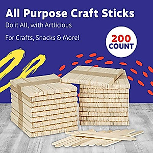 Popsicle Sticks for Crafts 200 Pcs 4.5 inch Wax Sticks Tongue Depressors Natural Wood Sticks Craft Sticks Popsicle Sticks for Food Ice Cream Sticks Cakesicle Sticks