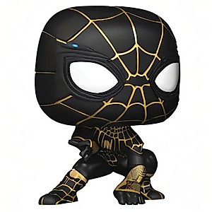 Spider-Man POP Marvel No Way Home - Spiderman in Black and Gold Suit Funko Pop! Vinyl Figure (Bundled with Compatible Pop Box Protector Case), Multicolor, 3.75 inches