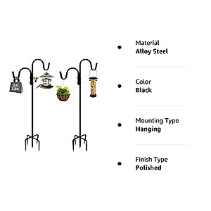 BYBAG Adjustable Double Shepherds Hook,94.5 Inch Tall Heavy Duty Hanging Stakes Two Sided Garden Pole for Bird-Feeder Lantern Plant-Hook Garden-Stake,Plant Stand Hanger for Outdoor Wedding Decor