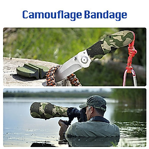 GooGou Self Adherent Bandages Camouflage Cohesive Tape Camo Elastic Sports Tape for Sports Hunting Gear and Finger Wrist Ankle 8PCS 2 in X 14.7 ft (Camouflage)