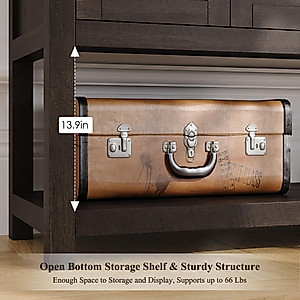 HOSTACK Buffet Sideboard Cabinet with Storage, 47.2" Modern Farmhouse Coffee Bar with 2 Drawers, Barn Door Console Table with Shelf for Kitchen, Dining Room, Living Room, Entryway (Dark Brown)