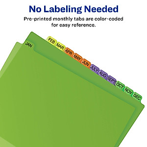 Avery 11331 Preprinted Plastic Tab Dividers, 12-Tab, Letter