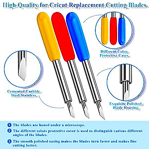 Cludoo 80PCS Replacement Blades for Cricut Blades for Explore Air 2/Air 3/Maker/Maker 3/Expression, 60PCS 45° Standard Blades, 10 PCS 30° Fine Point Blades and 10 PCS 60° Deep Cut Blades