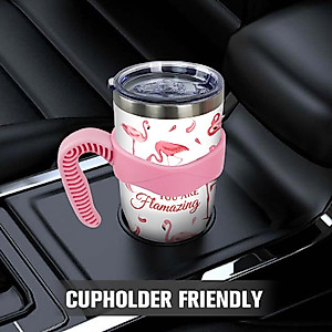 40 oz Tumbler with Handle and Straw 40 oz Flamingo Cup Insulated Stainless Steel Coffee Travel Mug Spill Proof Leak Proof Slim 40oz Tumbler with Handle Flamingo Decor Stuff Gifts for Women