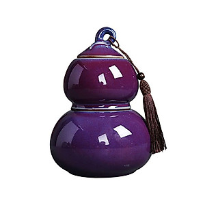 Kitchen Canisters Ceramic Food Storage Jar Gourd Shape with Metal Airtight Lid for Tea, Coffee, Herb, Sugar, Spice, Nuts