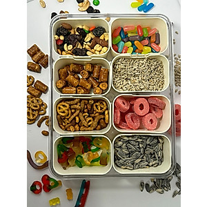 Generic Snack Box Container- Lunch Containers for Adults- Divided Serving Tray with Lid and Handle- Snack Tray Organizer- Snackle Charcuterie Boxes for, Adults, Travel, Party and Picnic., White