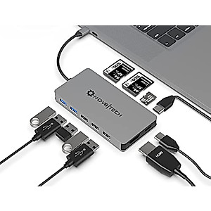 NOV8Tech USB C Hub, 11 in 1 USB Hub 3.0 Adapter Dongle for M1 MacBook Pro Air, Windows Laptop and Other Type C Devices, 4K HDMI, 100W USB C Dock PD, Micro SD & 2X SD, 2X USB 3.0, 3X USB 2.0