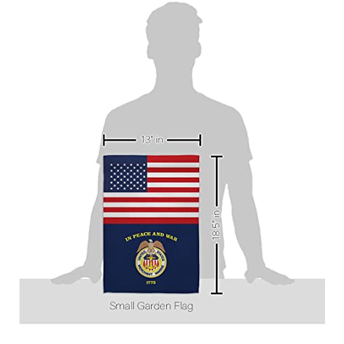US Merchant Marine Garden Flag - Set Wall Hanger Armed Forces Corps USMC Semper Fi United State American Military Veteran Retire Official - House Banner Small Yard Gift Double-Sided 13 X 18.5