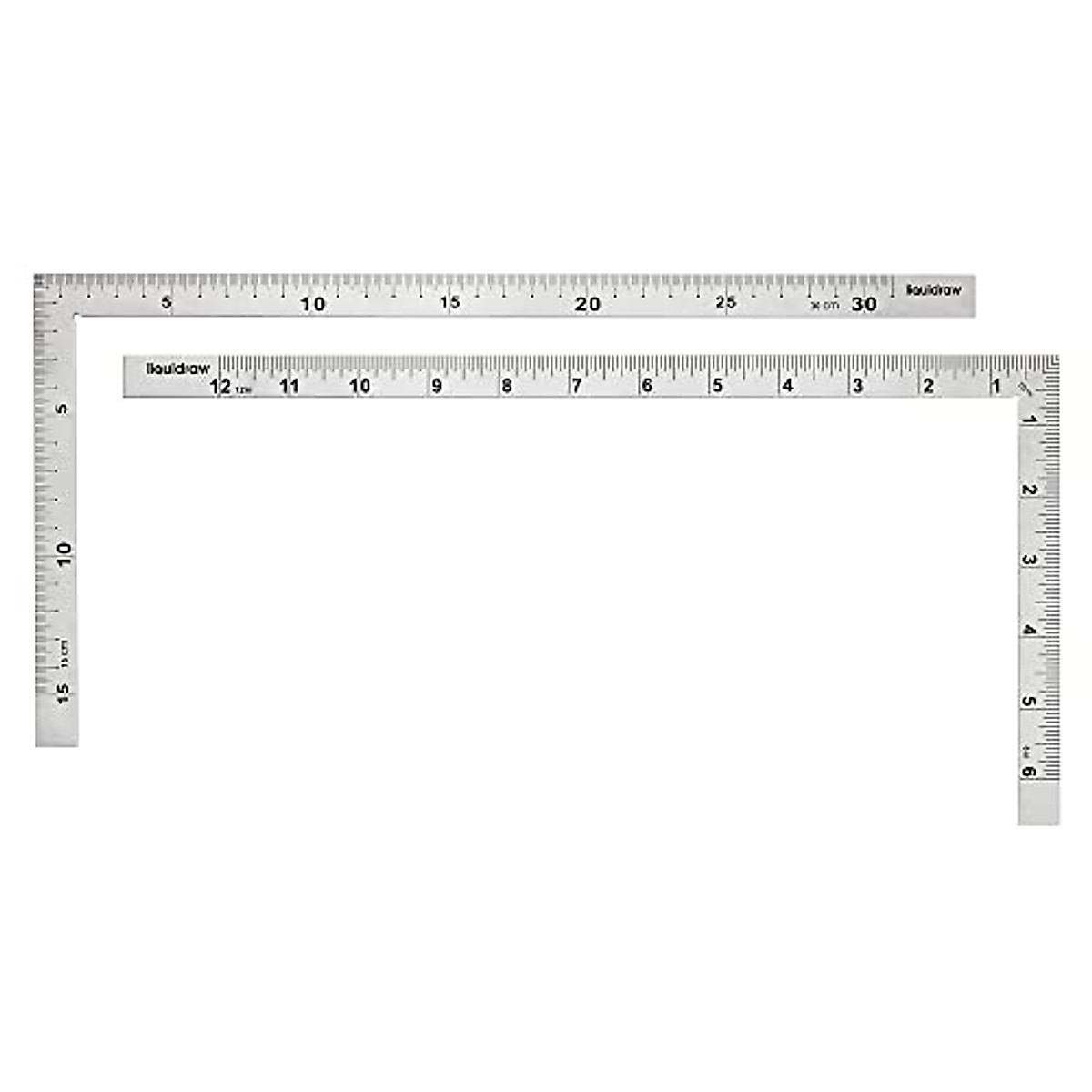 Liquidraw 150 x 300 mm Stainless Steel L Shape Square Ruler Double Sided Right Angle Metal Ruler for Cutting Sewing with Metric & Imperial Measuring for Engineers & Architects