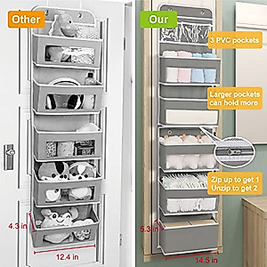 JINOKADI Over Door Storage Organizer 6 Tiers, Removable 1 Split into 2 Swing-Proof Hanging Bathroom Storage Organization Hanging Bag for Toy Magazine Baby Cosmetic Diaper