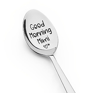 Mimi Grandma Birthday Mothers Day Gifts for Grandmother Good Morning Mimi Spoon for Granny Grammy Retirement Gifts for Gigi Mimi Tea Coffee Lovers Gift for Nana Grandmother Best Mimi Gifts for Women
