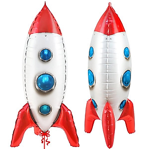 KatchOn, Large Rocket Balloon for Kids - 33 Inch, Pack of 1 | Spaceship Balloon for Space Party Decorations | Space Balloons, Galaxy Party Decor | Rocket Mylar Balloon for Rocket Birthday Decorations