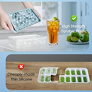 WIBIMEN Ice Cube Tray with Lid and Bin - Round Ice Trays for Freezer with Lid - Ice Cube Trays for Freezer with Ice Container (0.8"-2PACK Blue)