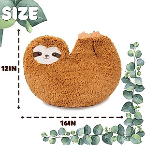 AmyToo Plush Sloth Pillow 16 inch Soft Sloth Plush Toy Stuffed Animal Squishy Neck Pillow Hugging Sloth Room Decoration Birthday Gifts for Toddlers