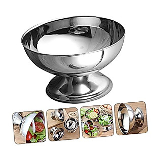 RUNROTOO 1Pc stainless steel dessert cup appetizer plates tiramisu appetizer cup condiment containers footed dessert bowl dessert dish serving dishes sushi dipping bowl Glass big bowl