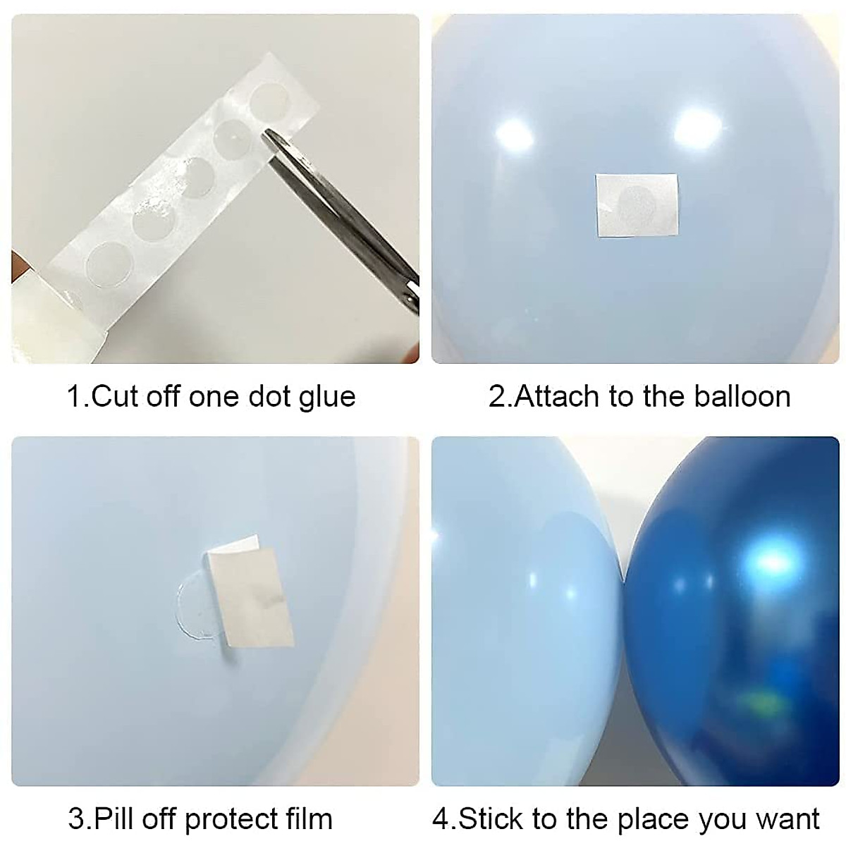 EZYLINKER Blue Balloon Garland Arch Kit - (130Pcs) Set of Blue Balloons, White Balloons, Light Blue, and Metallic Silver Balloons - ideal for Birthday Decorations, Wedding Parties, Baby Shower, etc