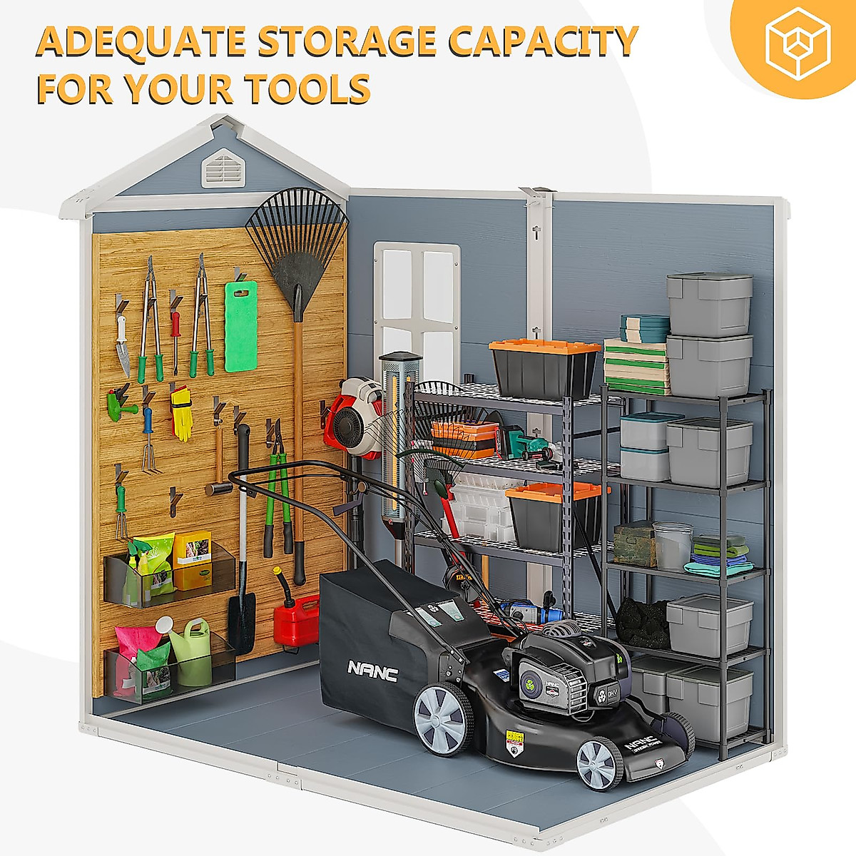 Jolydale 6’x4’ Outdoor Storage Resin Shed, Resin Utility Tool Shed Storage House with Lockable Door, for Backyard, Patio, Garden Bikes and Pool Accessories, Grey