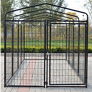 Omitree New Modular Dog Kennel Heavy Duty Welded Steel Panel Pet Cover 5' W x 10' L x 5.5' H