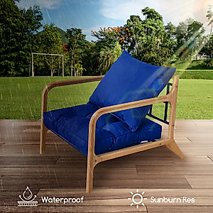 HIGOGOGO Outdoor Cushions for Patio Furniture, Outdoor Seat Cushions 19 x 19 with Fade Resistant Waterproof Removable Cover for Yard Garden Deck, Blue