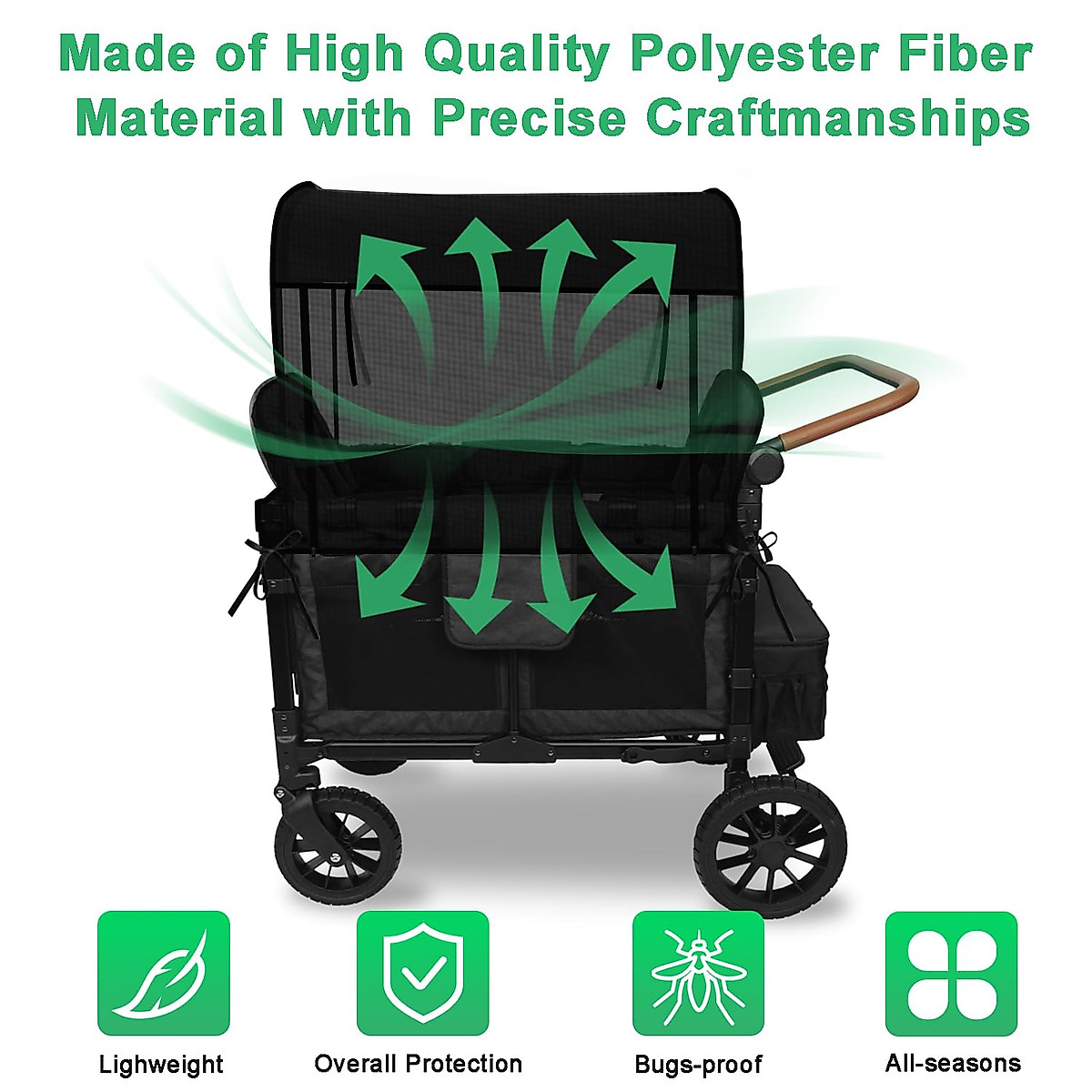 Mosquito Net Cover for WONDERFOLD Wagon W4 Stroller Wagon - Provide Easy Access Zippered Entrance, Easy Installation and Overall Protection