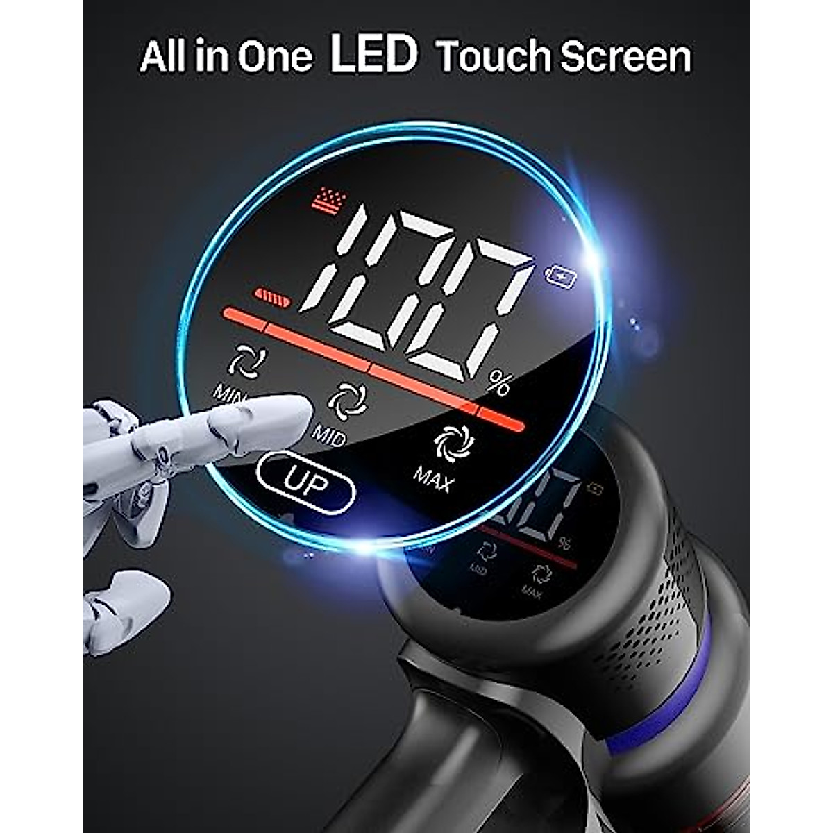 Cordless Vacuum Cleaner, 500W/40Kpa Stick Vacuum Cleaner with Touch Screen, Max 60 Mins Runtime, Anti-Tangle Vacuum Cleaner for Home, 2023 Latest Motor, Wireless Vacuum for Pet Hair/Carpet/Hard Floor