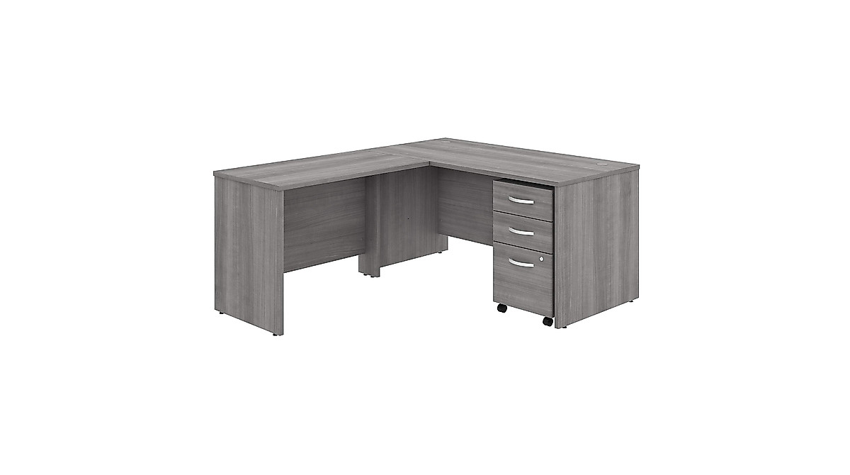 Bush Studio C L-Shaped Desk & Mobile File Cabinet - Platinum Gray