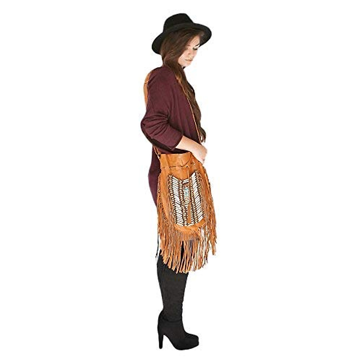 Beige Boho Bag | Real Leather | Fringe Purse | Bohemian Bags | Hobo Tote Handbag