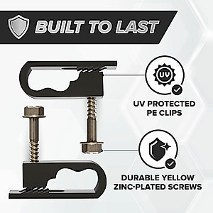 THE CIMPLE CO Dual Cable Clips, 50 PCS, Indoor/Outdoor Cord Management, 1/2 in Wire Clips for Coax, Ethernet, Electrical Wire, Screw Clips for Wires on Wall, Black