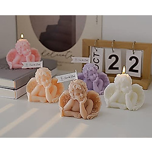 Angel Shaped Scented Candle,150G Aroma Soy Wax Decorative Candle,Handmade Aesthetic Candle for Table Photo Prop Birthday Gift,Prefect for Meditation Stress Relief Mood Boosting Bath Yoga Pink